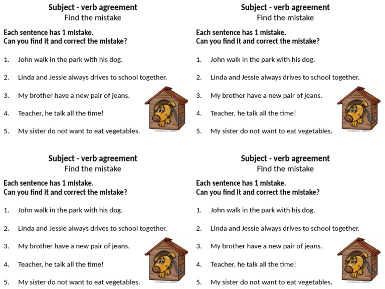 Worksheet - Review Subject-Verb Agreement | PDF