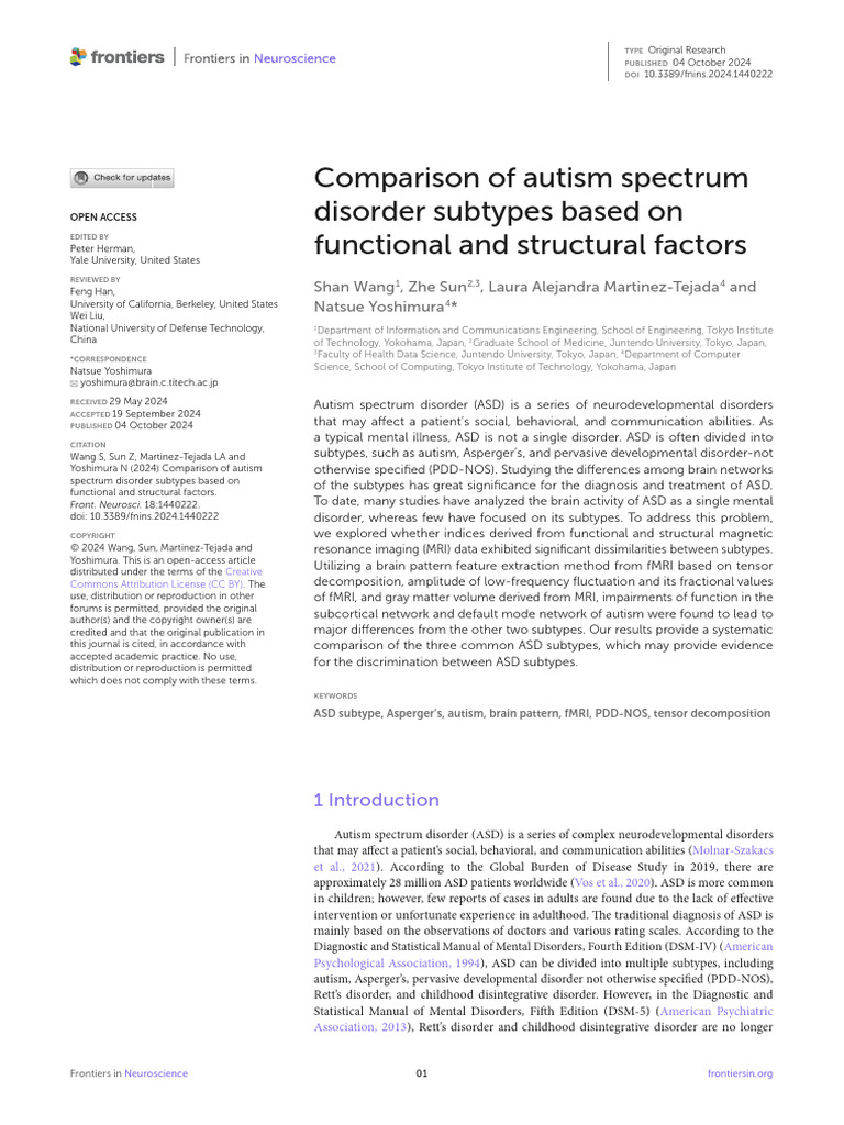 + (2024) - Comparison of Autism Spectrum Disorder Subtypes Based On ...