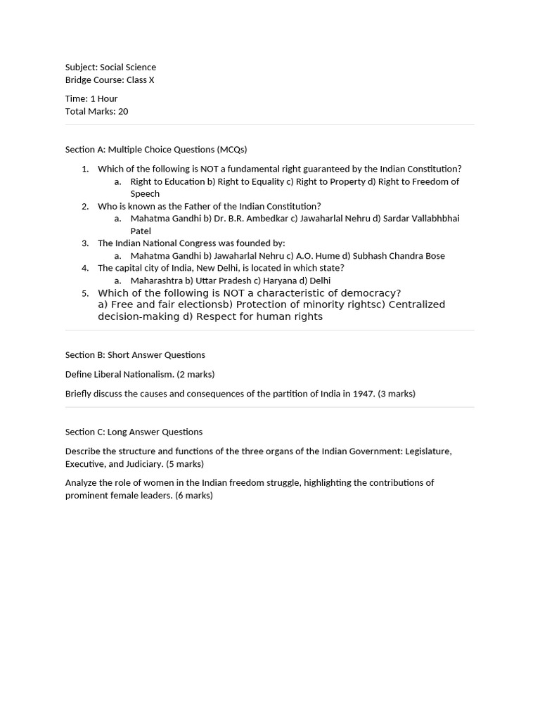 Bridge Course Test | PDF