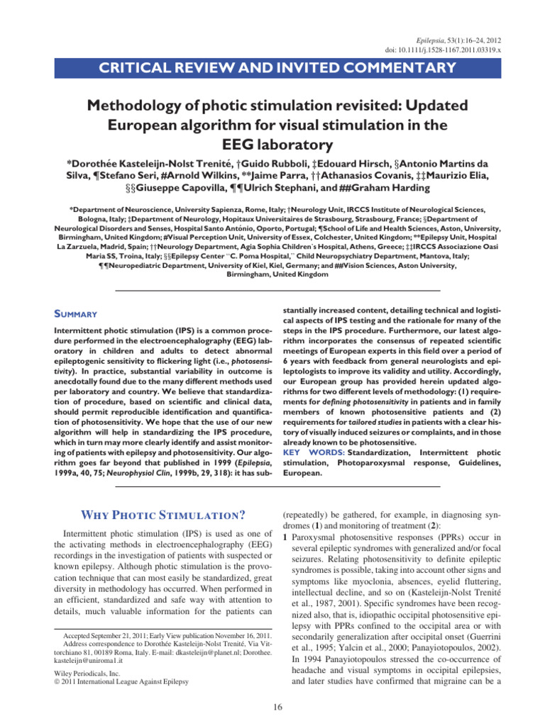 Standardizing Photic Stimulation in EEG | PDF | Epilepsy ...