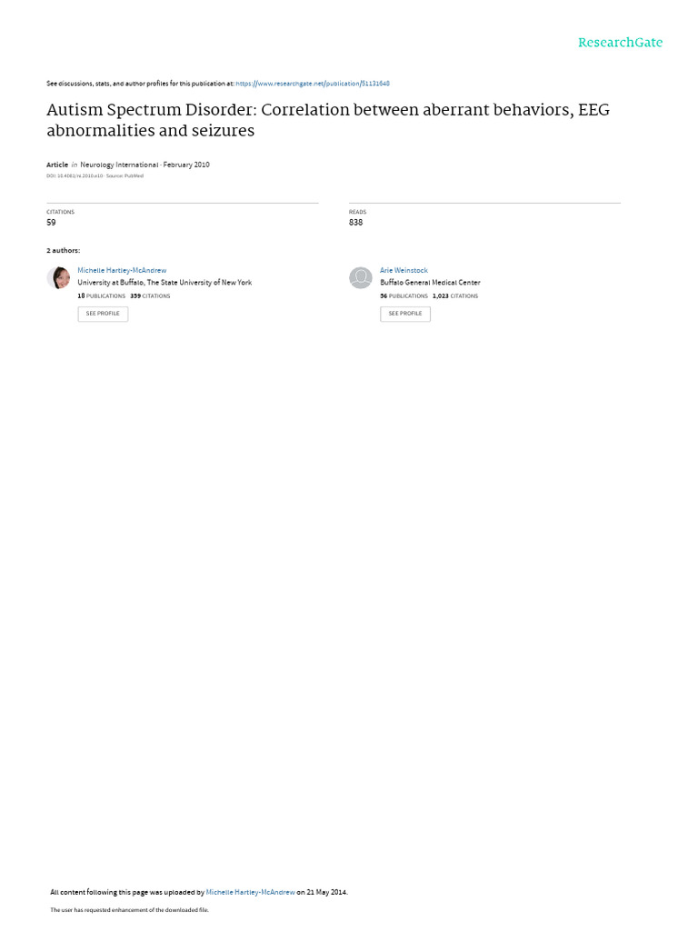 (2010) - Autism Spectrum Disorder Correlation Between Aberrant ...
