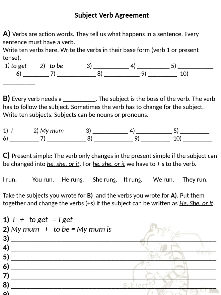 Subject-Verb Agreement Exercises | PDF