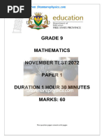 Memo Grade 9 Mathematics Paper 1 Nov Test 2022 | PDF | Applied ...