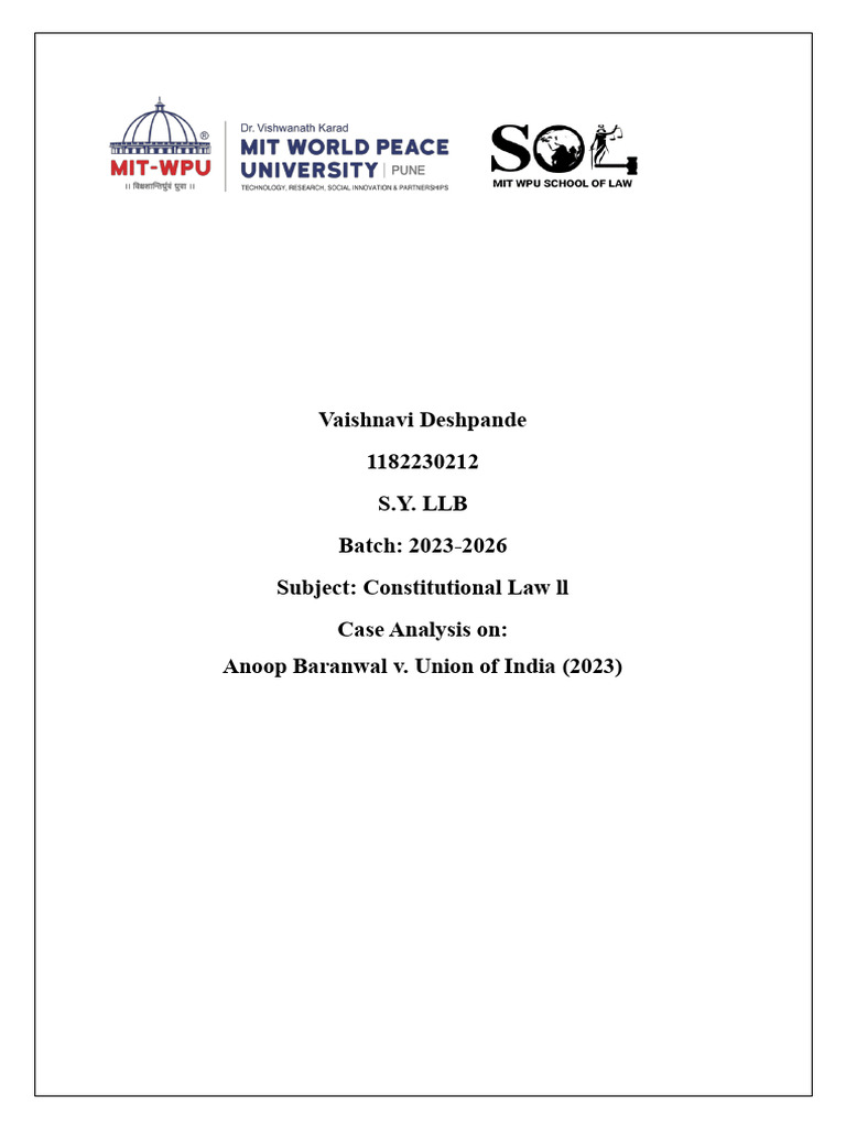 Constitutional Law LL Case Analysis 1182230212 | PDF | Supreme Court Of ...