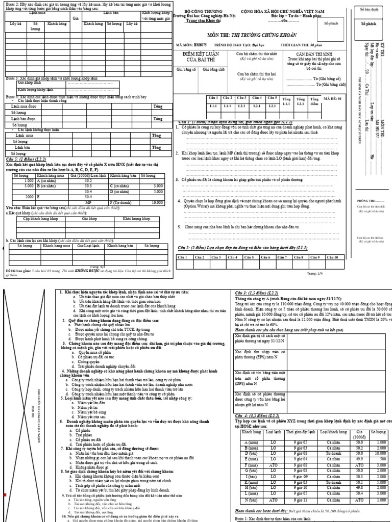 ĐỀ THI TTCK | PDF
