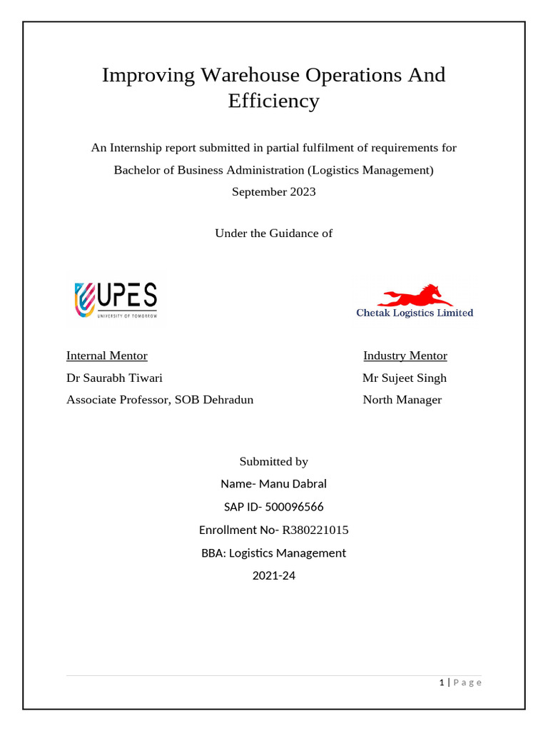 Warehouse Operations Efficiency Report | PDF | Warehouse | Logistics