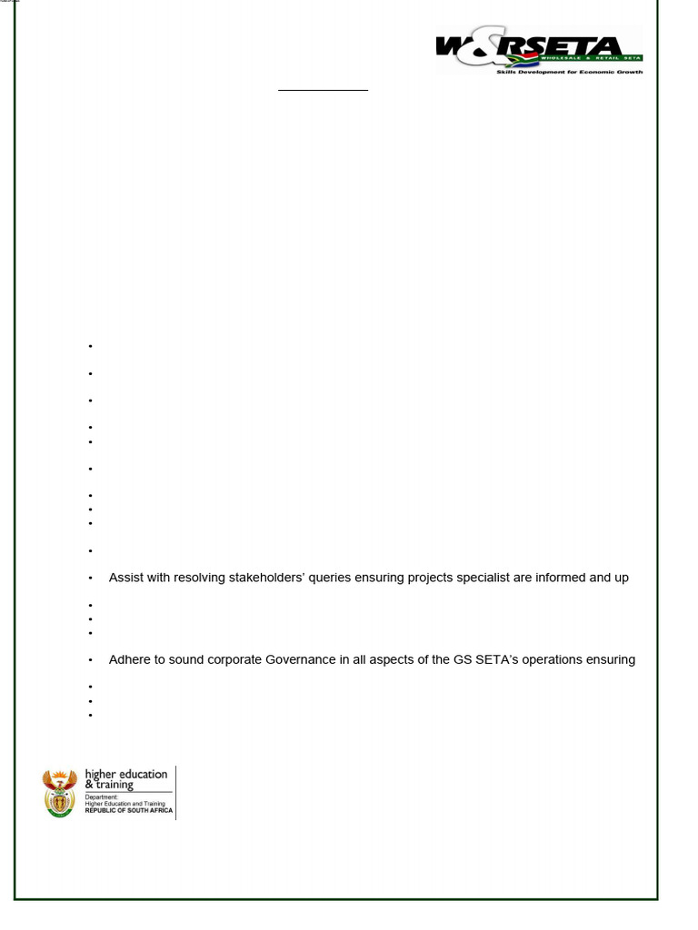 Advertisement Project Administrator Bloemfontein | PDF | Business