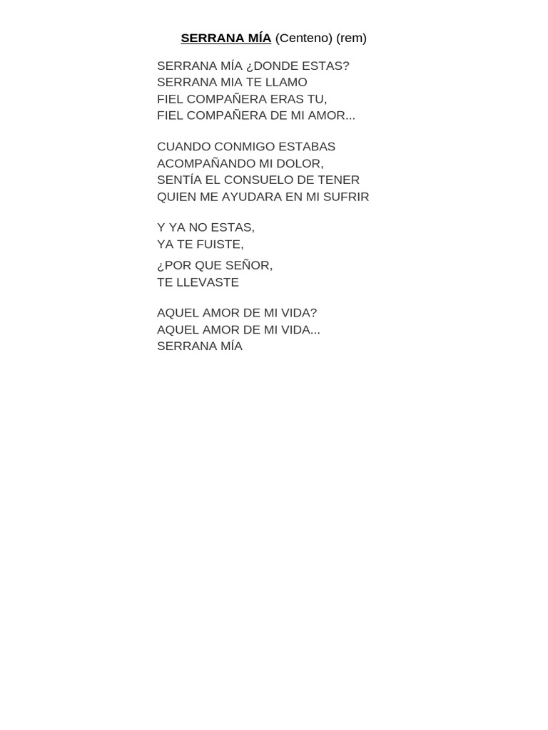 Centeno - Serrana Mía | PDF