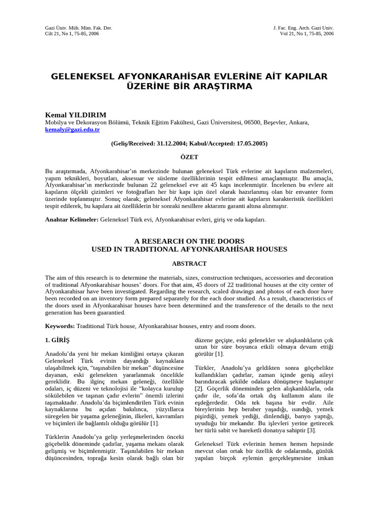 Geleneksel Afyonkarah - Sar Evler - Ne A - T Kapilar - Zer - Ne B - R Ara - Tirma (#88812 ...