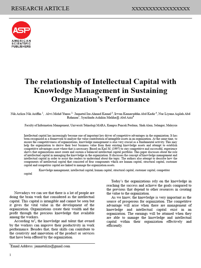 The Relationship of Intellectual Capital | PDF | Knowledge Management | Knowledge