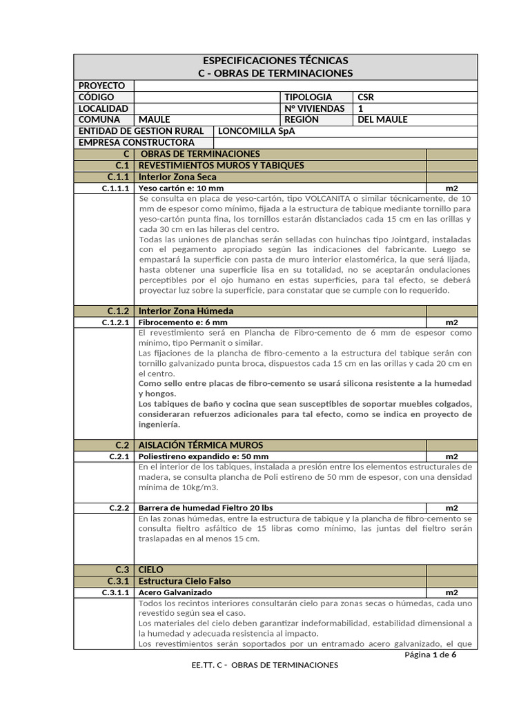 Form. Eett - C Obras de Terminacion | PDF | Aislamiento térmico | Pintar