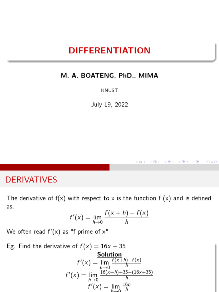 02-DIFFERENTIATION | PDF | Derivative | Calculus