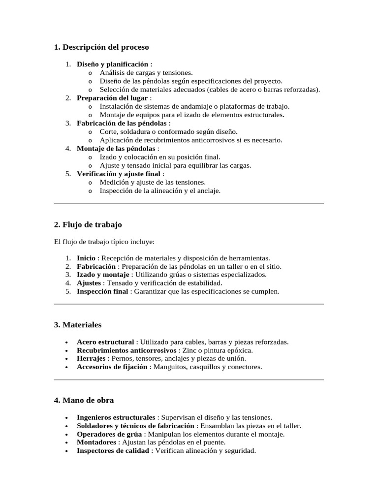 Proceso Constructivo de Una Péndola | PDF