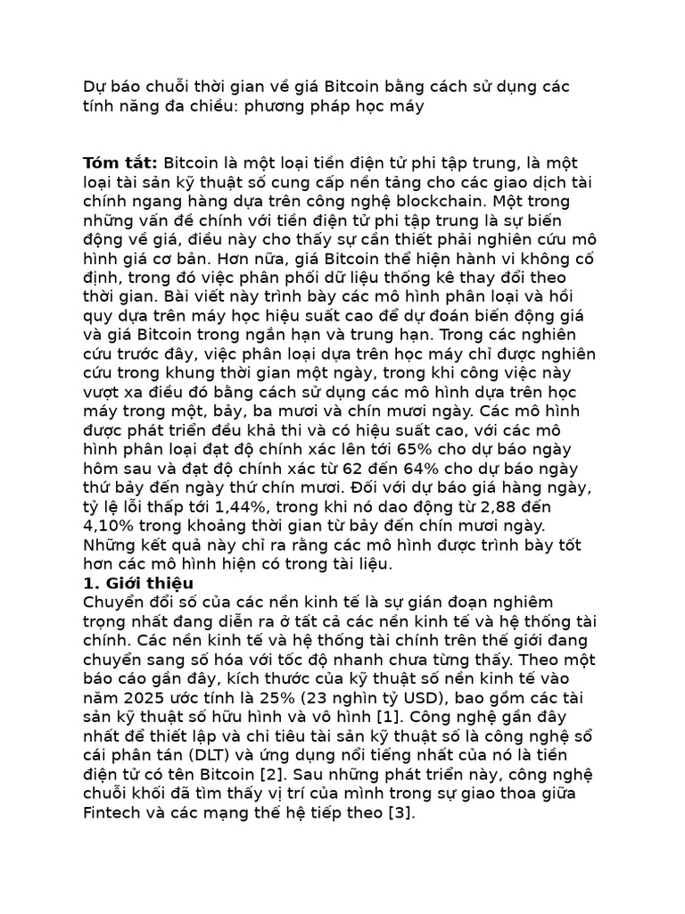 12 - Time-Series Forecasting of Bitcoin Prices Using High-Dimensional | PDF