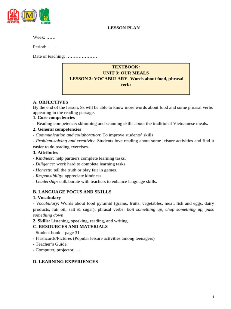 Fluency Plus 6 - LP - Unit 3.3 - Vocabulary | PDF | Vocabulary | Noun