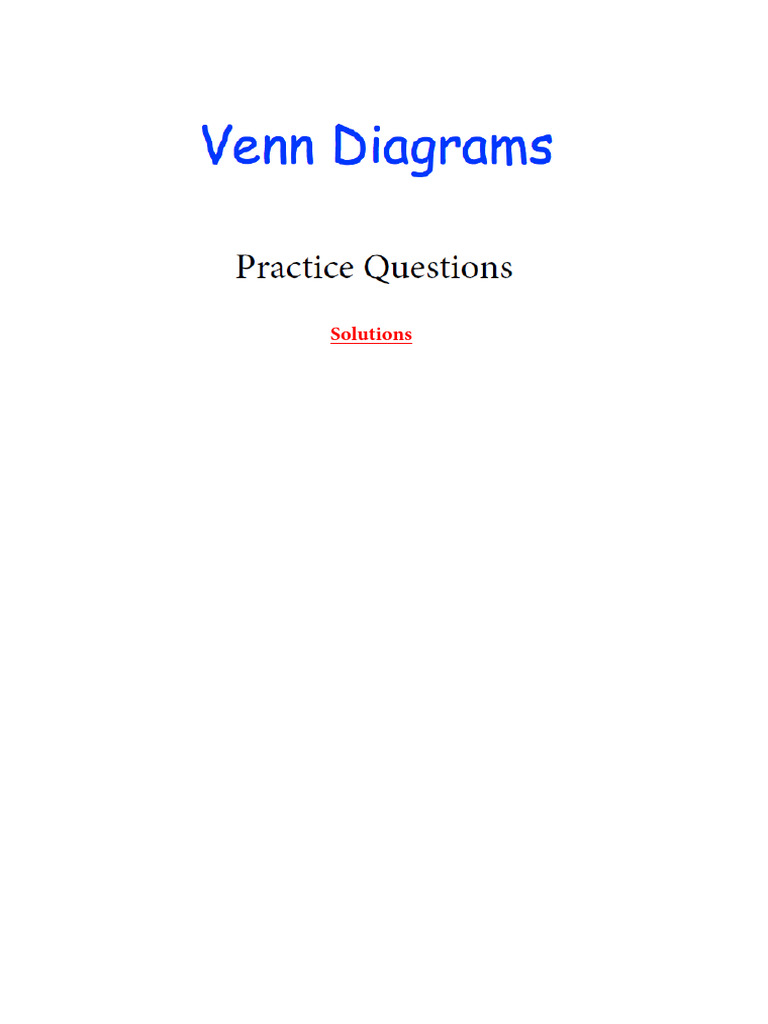 Answers Venn Diagrams Practice Worksheet | PDF