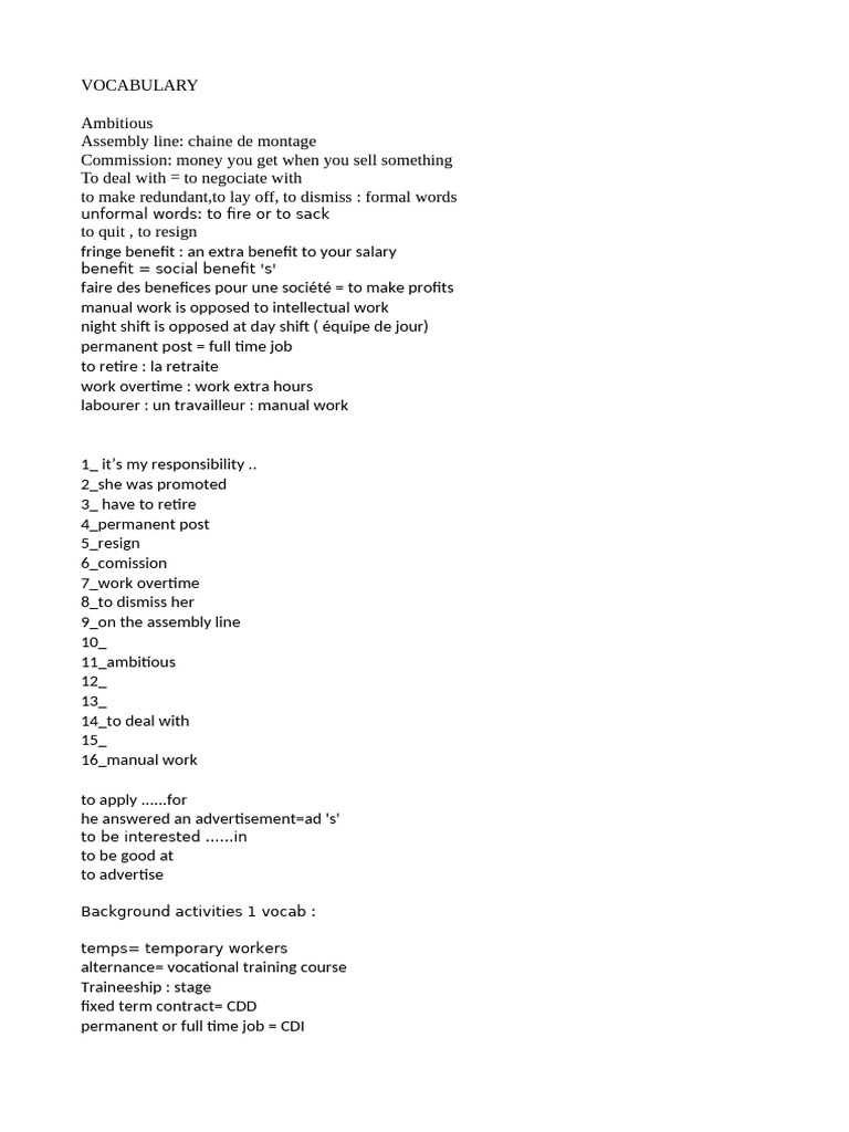 VOCABULARY | PDF | Career & Growth | Business
