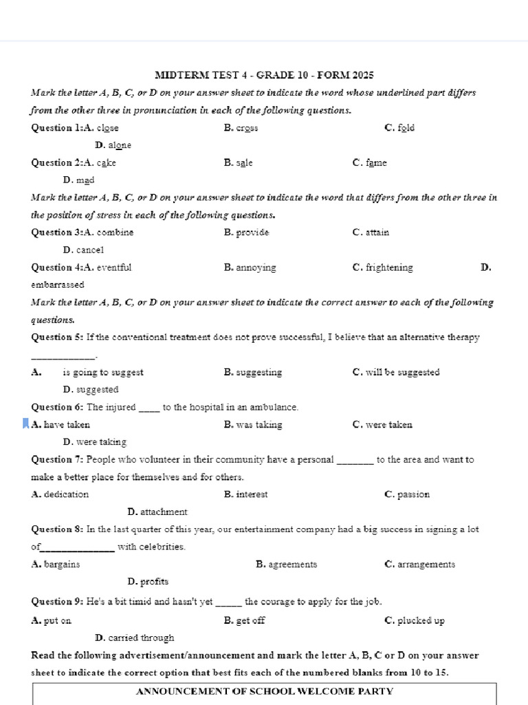 Đề 4 GK1 G10 | PDF