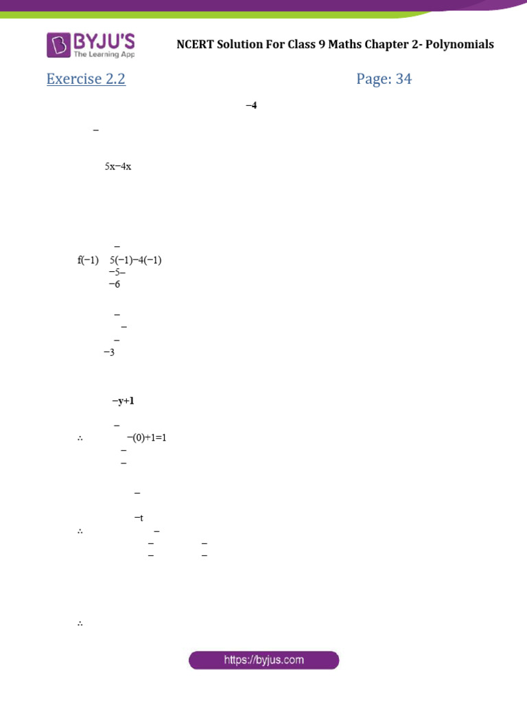 NCERT Class 9 Maths Polynomials Solutions | PDF | Mathematics | Mathematical Analysis