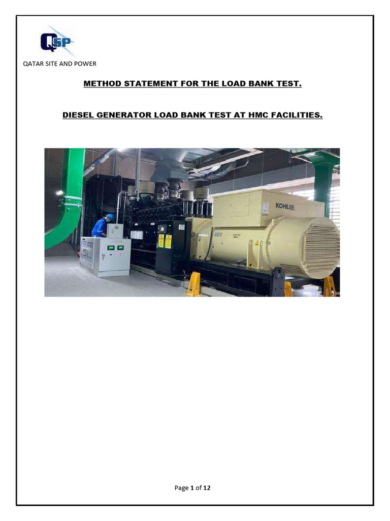 MS For Load Bank Test | PDF | Electric Generator | Electrical ...