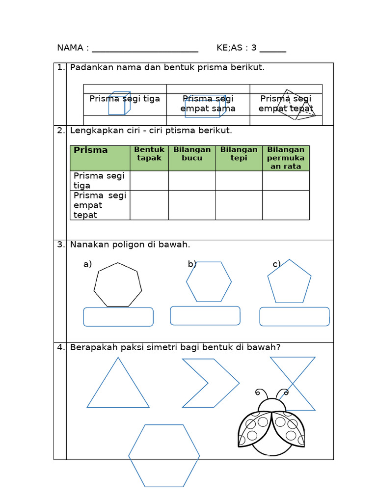 Soal Latihan Prisma dan Poligon | PDF