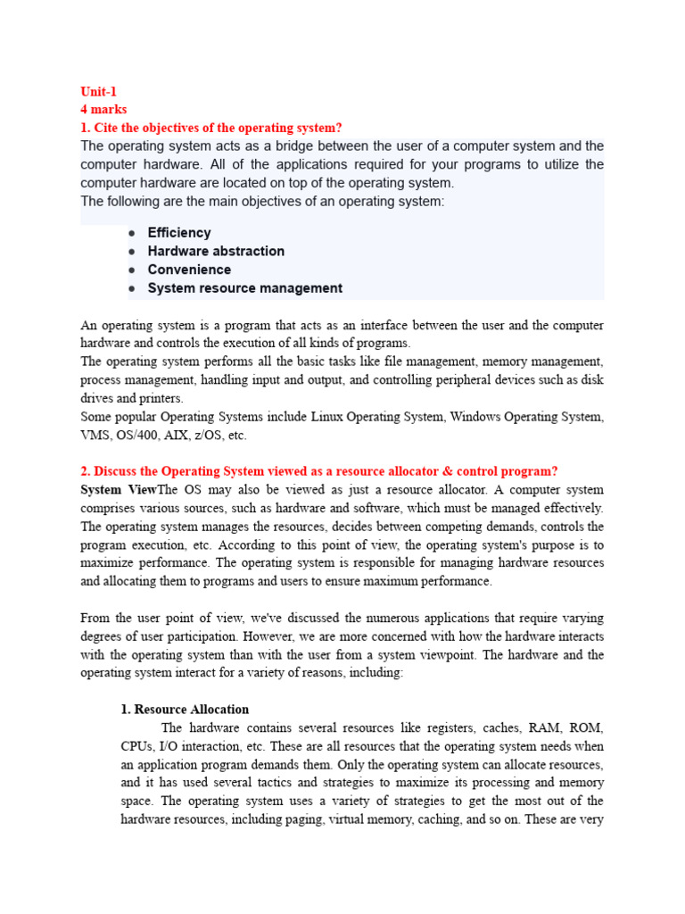 OS All Units 4,2 Marks Answers | PDF | Scheduling (Computing ...
