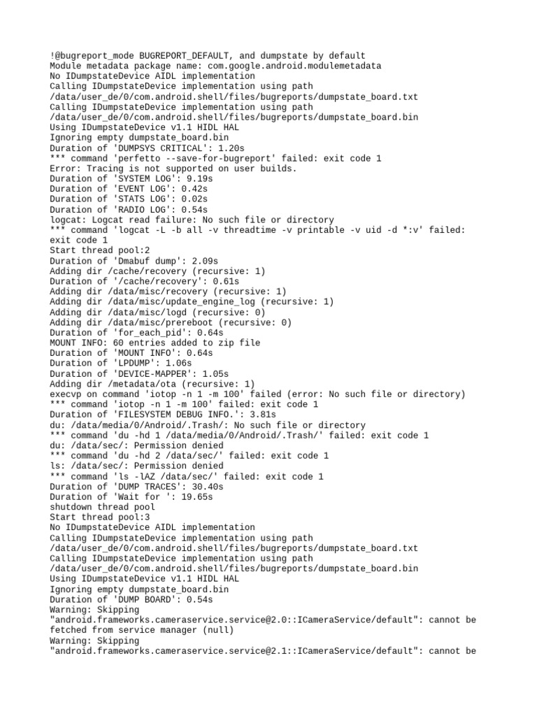 Dumpstate Log | PDF | Computing | Operating System Technology