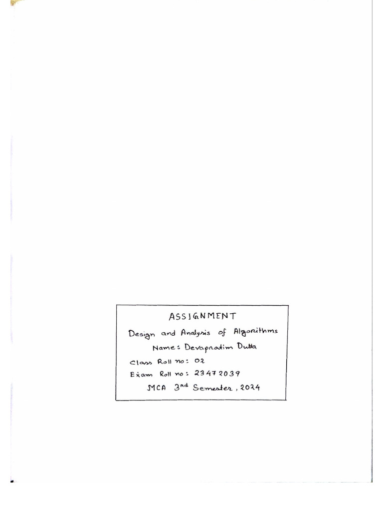 DAA Assignment | PDF