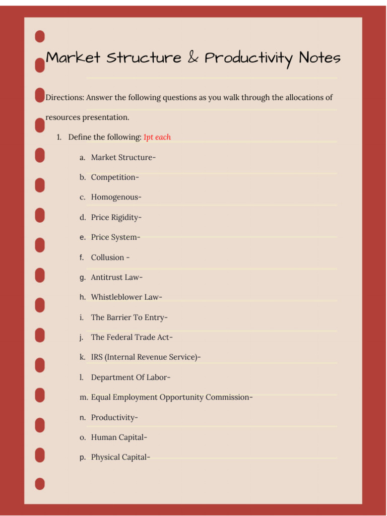 2-Market Structure - Productivity Notes | PDF | Monopoly | Profit ...