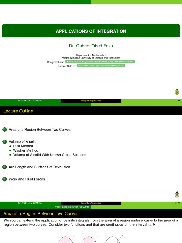 Application of Integration | PDF | Area | Integral