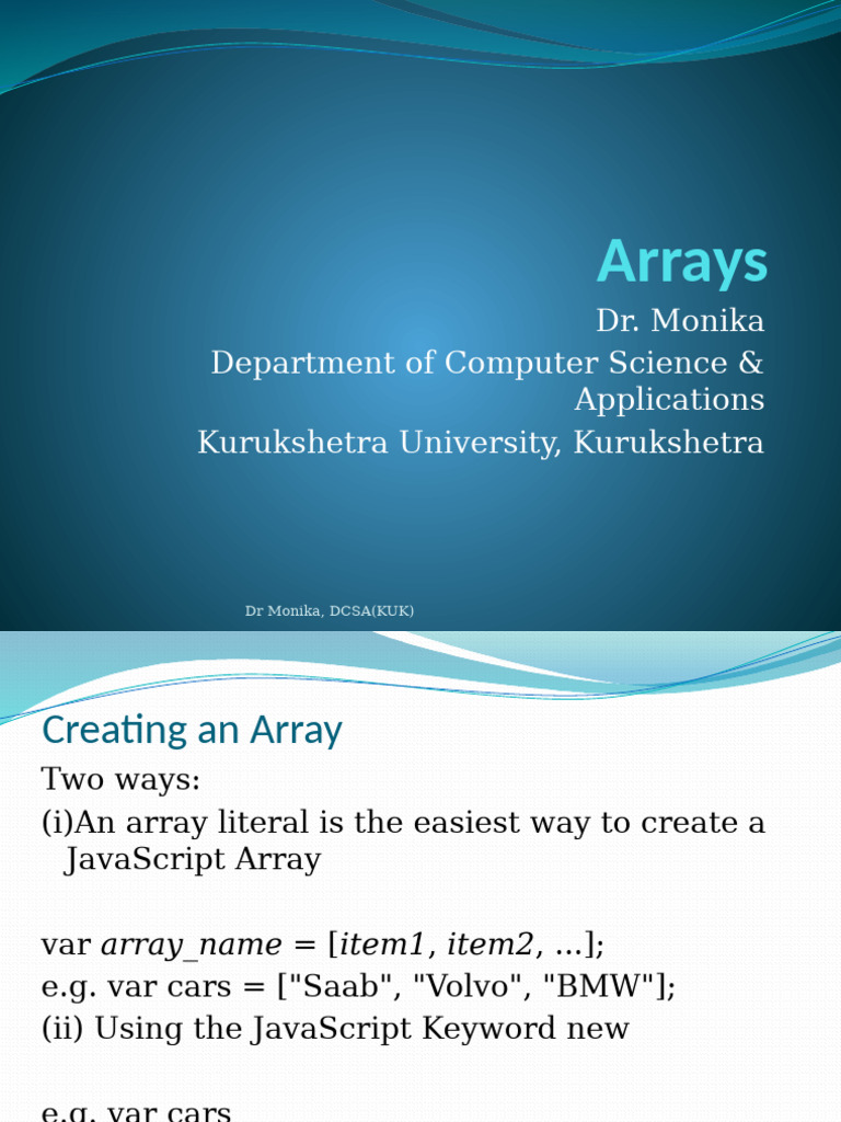 Arrays Unit 2 Js | PDF | Java Script | Computer Science Arrays Unit 2 Js | PDF | Java Script | Computer Science