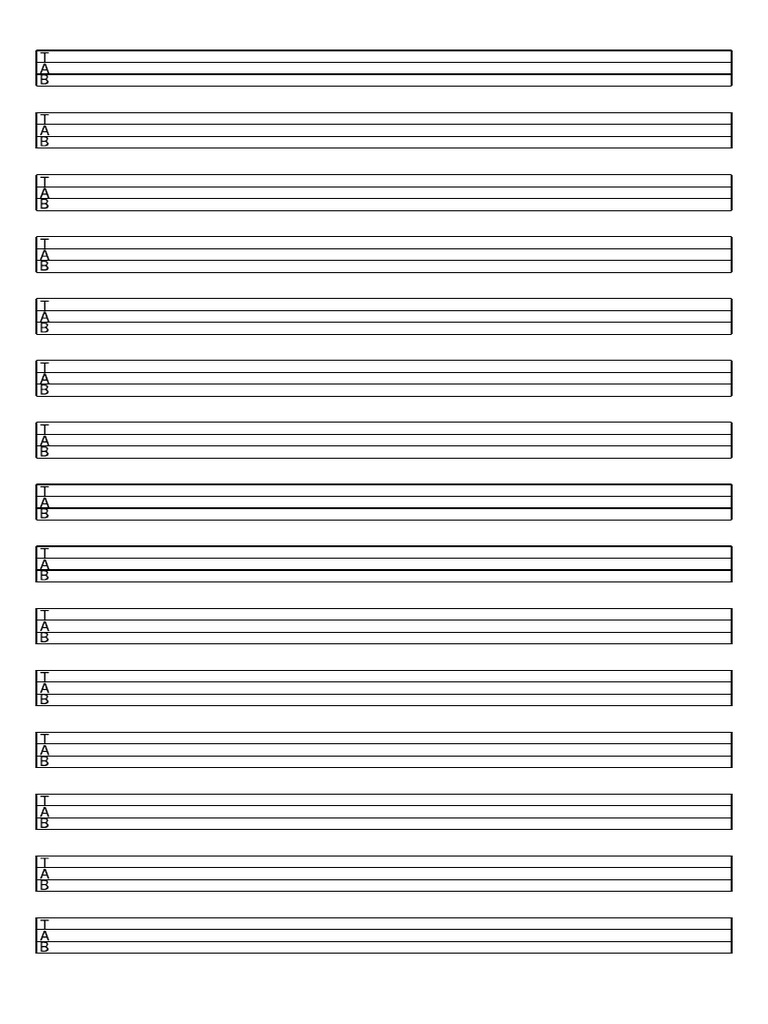 Basse 4 Cordes Tablature Vierge Imprimer Papier 1 | PDF
