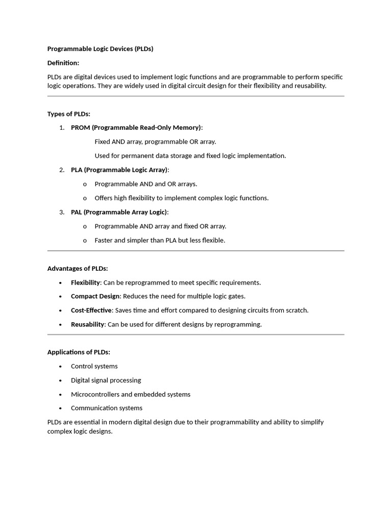 pld notes | PDF | Electronic Circuits | Digital Electronics