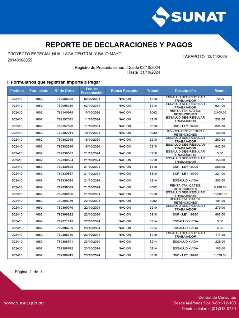 Reporte de Declaraciones y Pagos | PDF | Telecomunicaciones | Industrias de servicio
