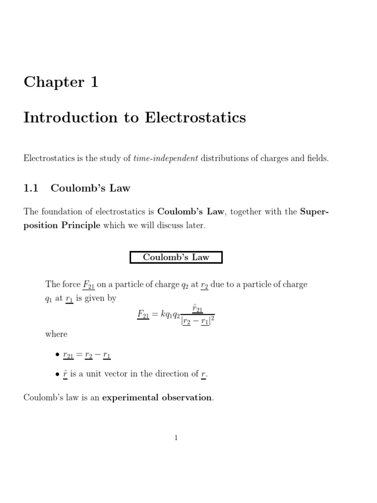 Book Introduction To Electrostatic | PDF | Electric Field | Electrostatics