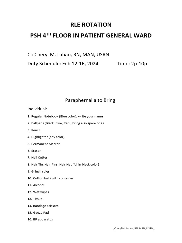 Rle Rotation PSH 4 Floor in Patient General Ward | PDF | Social Science ...