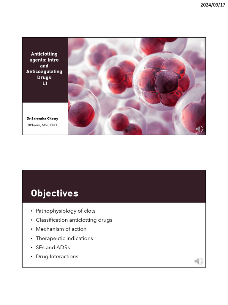 BP4 Intro and Anticoagulants L1 | PDF | Thrombus | Coagulation