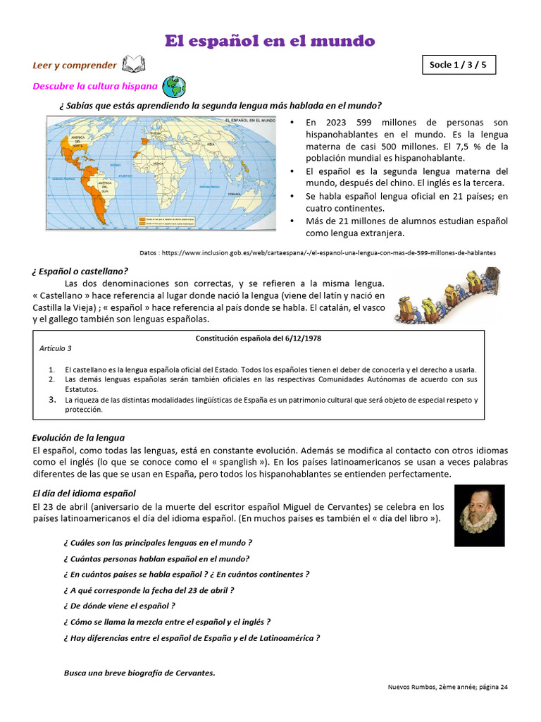 1 El Español en El Mundo | PDF | Lengua española | España