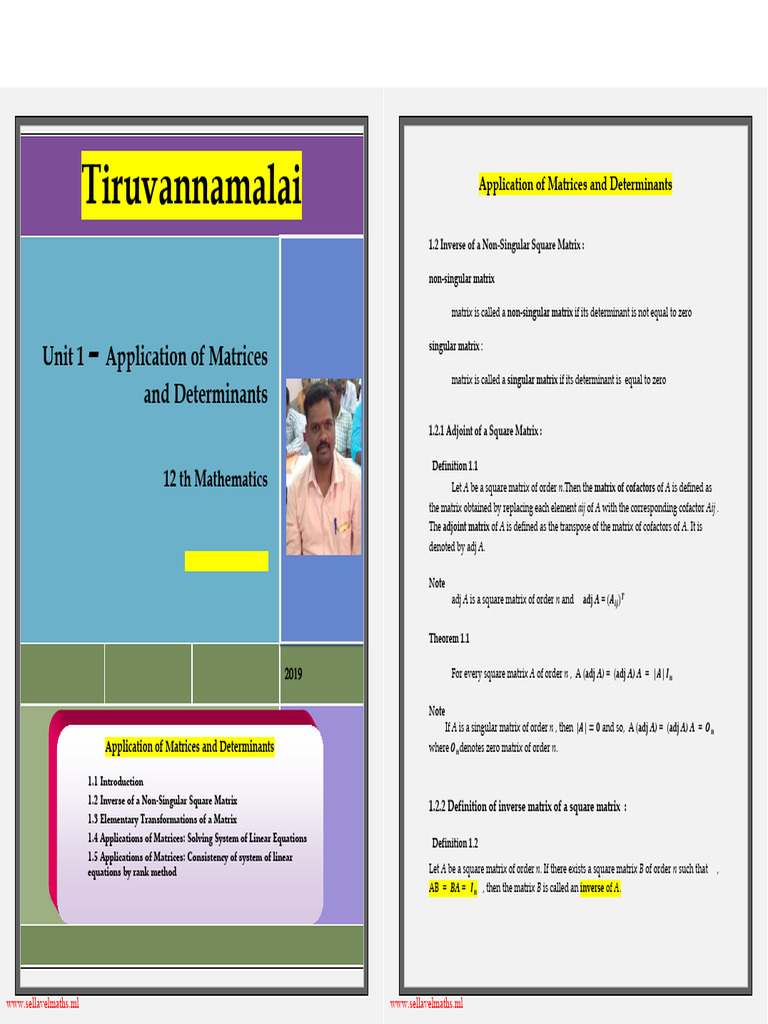 Namma Kalvi 12th Maths Chapter 1 Full Study Material em Compressed | PDF | Matrix (Mathematics ...