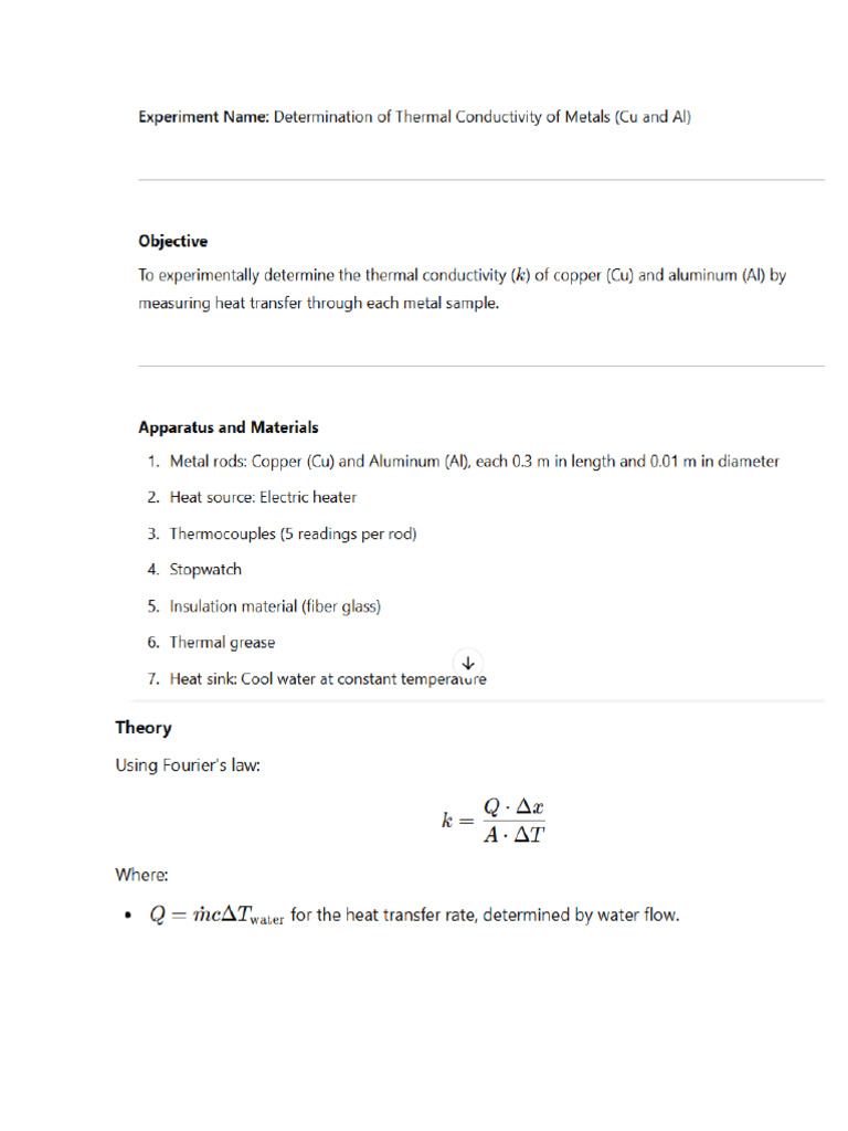 Determination of Thermal Conductivity of Metals (Cu and Al) | PDF