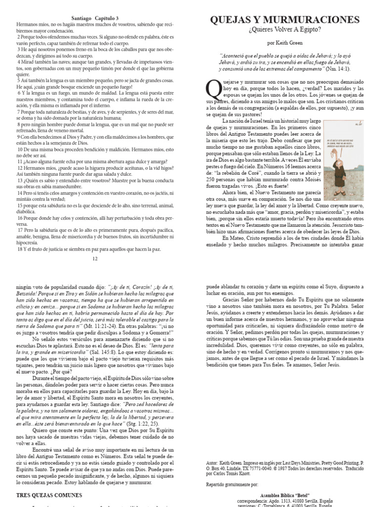 Quejas Murmuraciones | PDF | Oración | Jesús