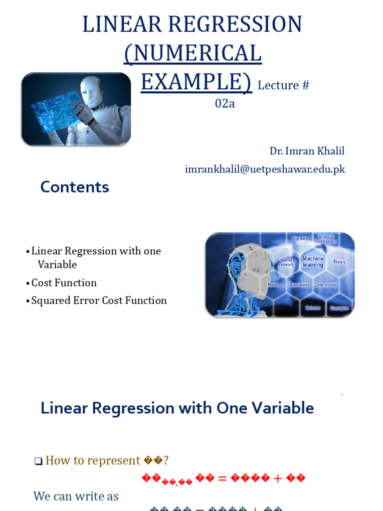 ML Lecture # 02a LR (Solved Example) | PDF | Linear Regression | Ordinary Least Squares