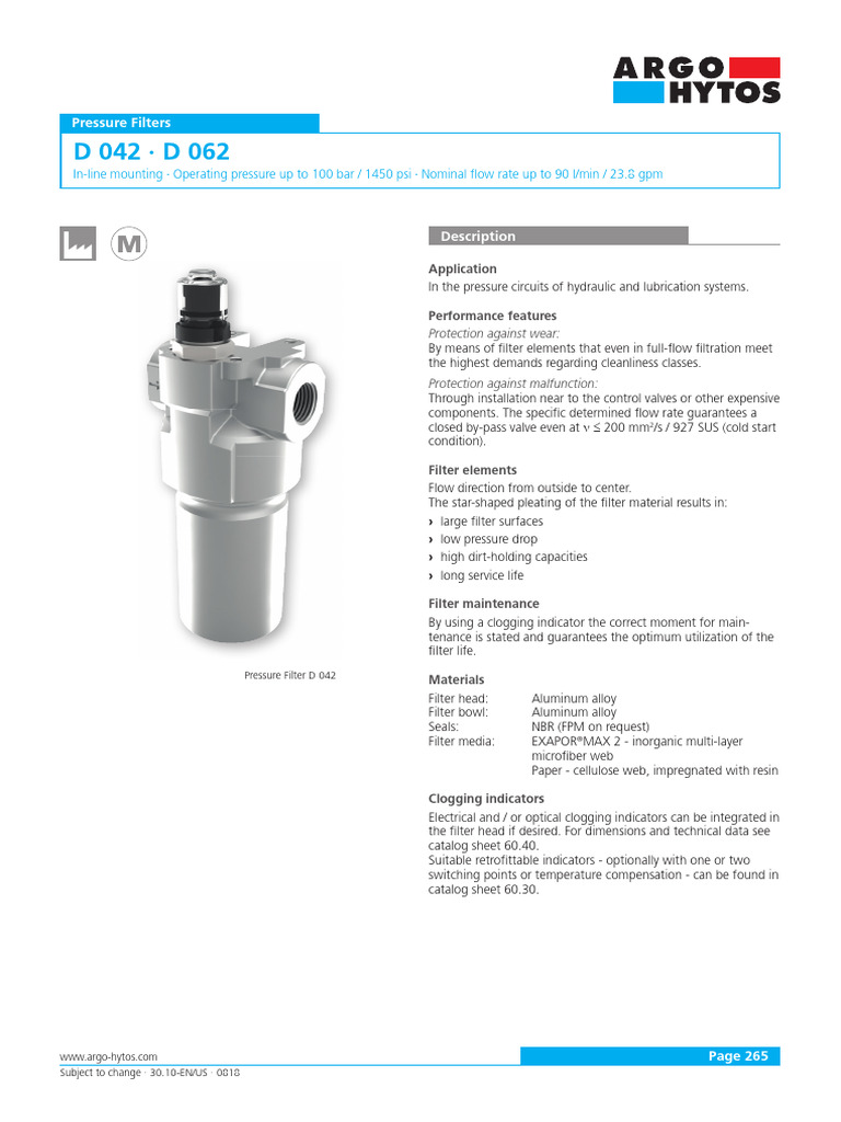 Datasheet D042 D062 30.10 EN US | PDF | Pressure | Viscosity