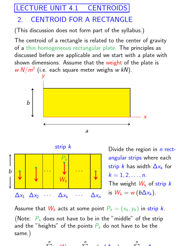 LU 4 - 1B Centroid For A Rectangle | PDF | Euclidean Geometry ...