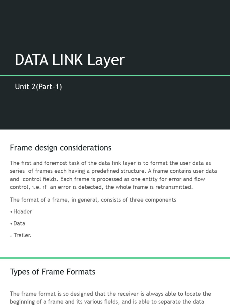 Data Link Layer: Frame Design | PDF | Transmission Control Protocol ...