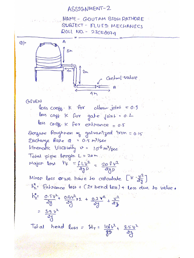 assignment 2 fluid mechanics | PDF assignment 2 fluid mechanics | PDF