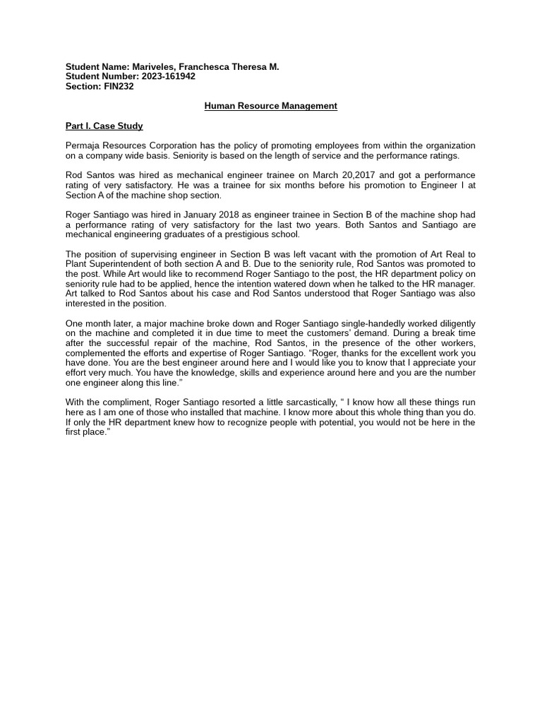 Hrm Case Study 2 | PDF | Human Resource Management | Attitude (Psychology)