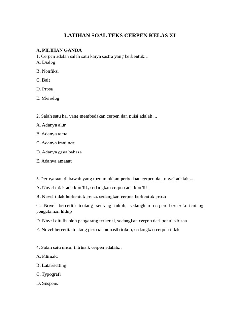 Latihan Soal Cerpen | PDF
