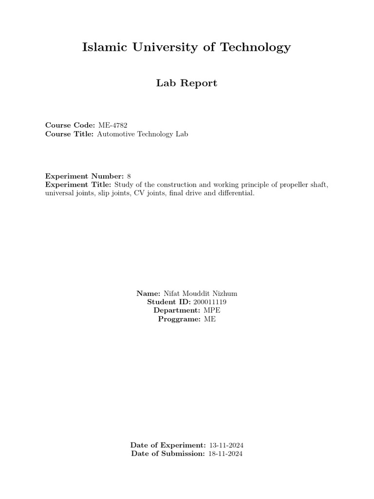 Lab Report 8 | PDF | Axle | Gear