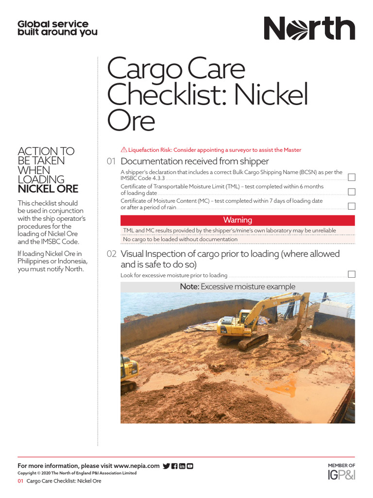 Cargo Care Checklist Nickel Ore | PDF